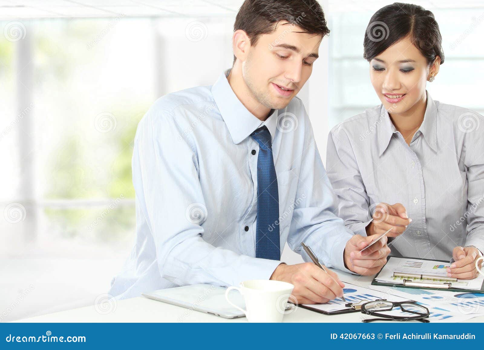 Two Business People at the Meeting Stock Image - Image of credit ...