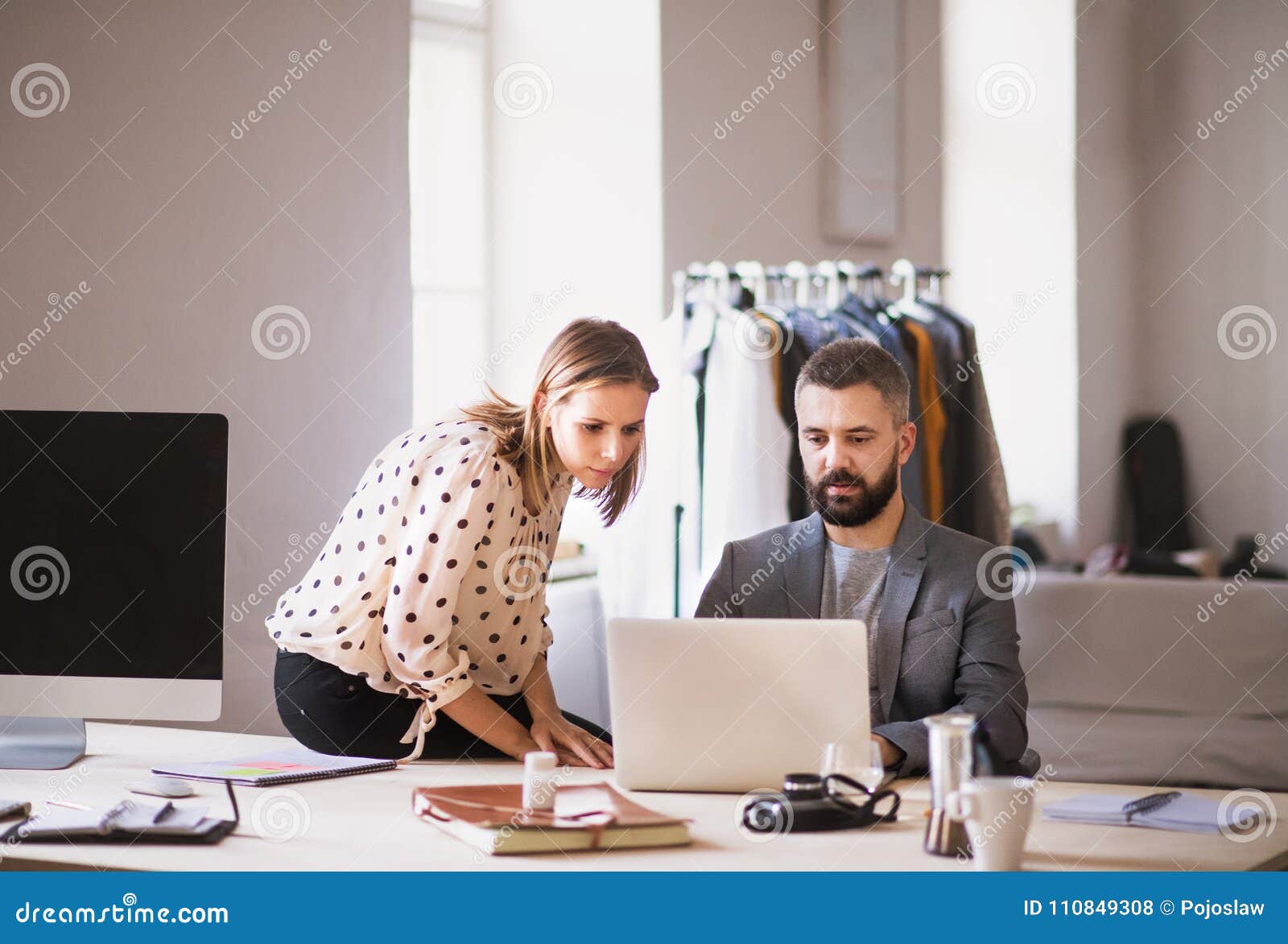 Two Business People in the Office. Stock Photo - Image of discussing ...