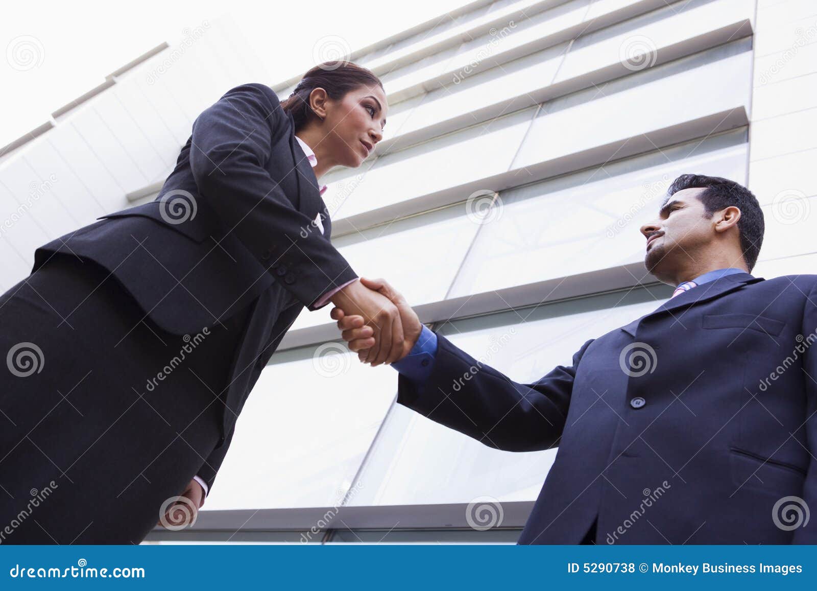 Two Business People Shaking Hands Outside Office Stock Photo - Image of ...