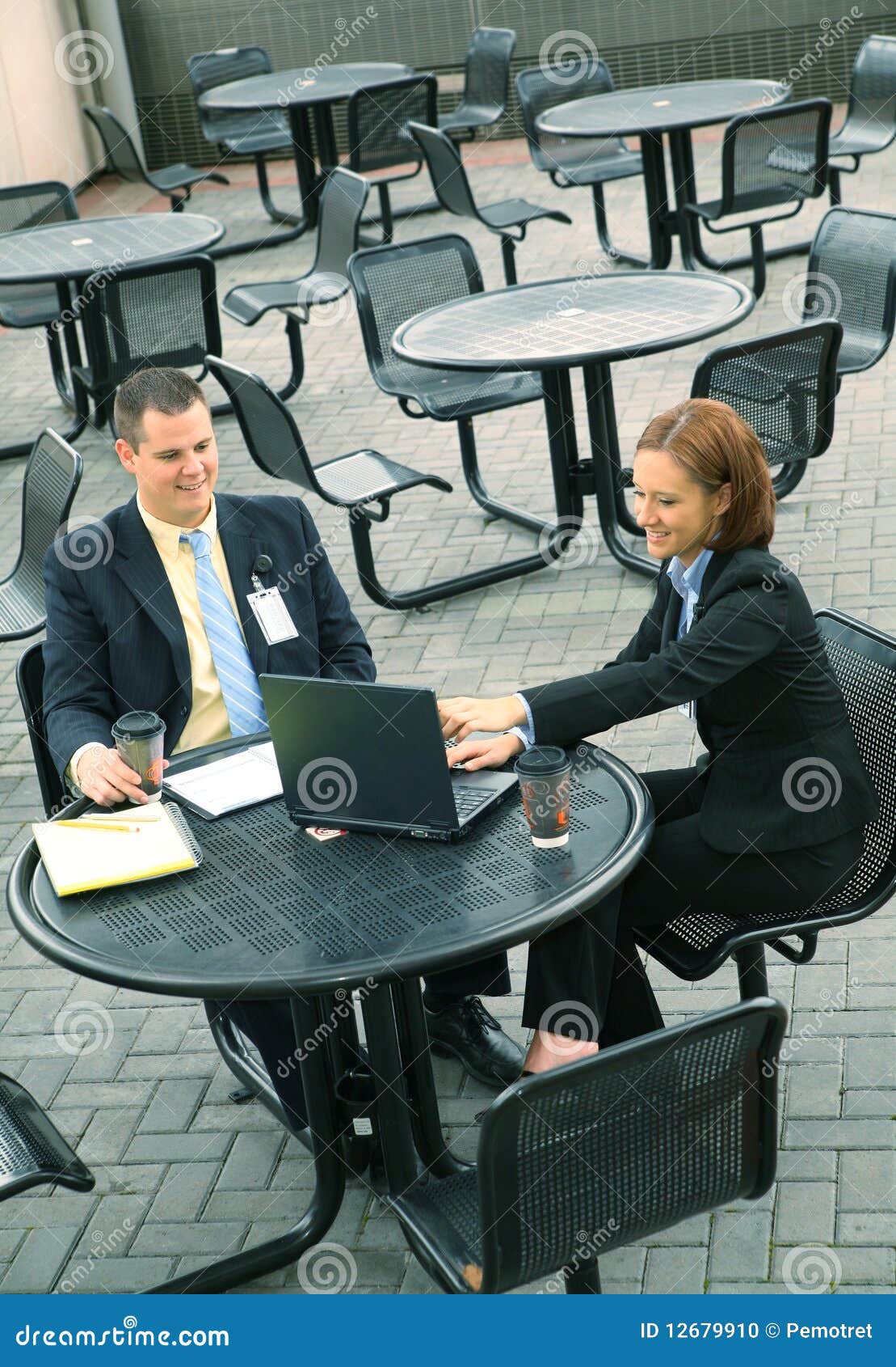 Two Business People Sit Outdoor Stock Photo - Image of female ...