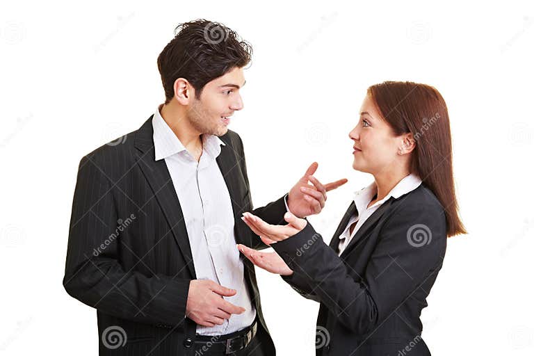 Two Business People Talking Stock Photo - Image of discuss, business ...