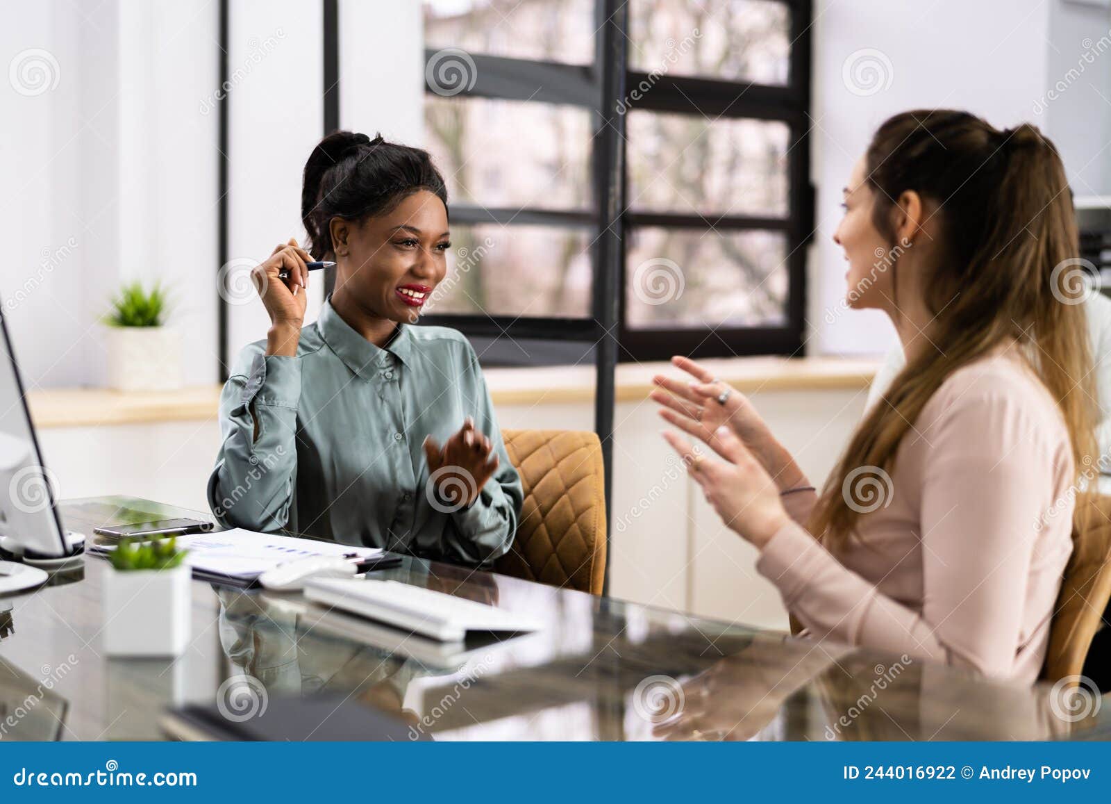 Two Business People Talking Stock Photo - Image of support ...
