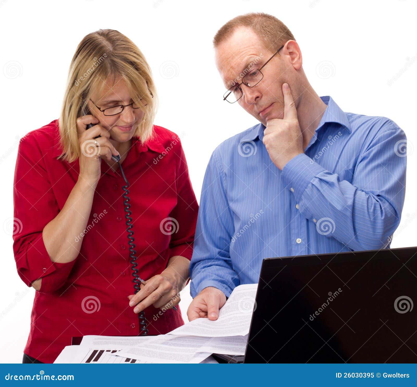 Two Business People Working Stock Image - Image of telephone, office ...
