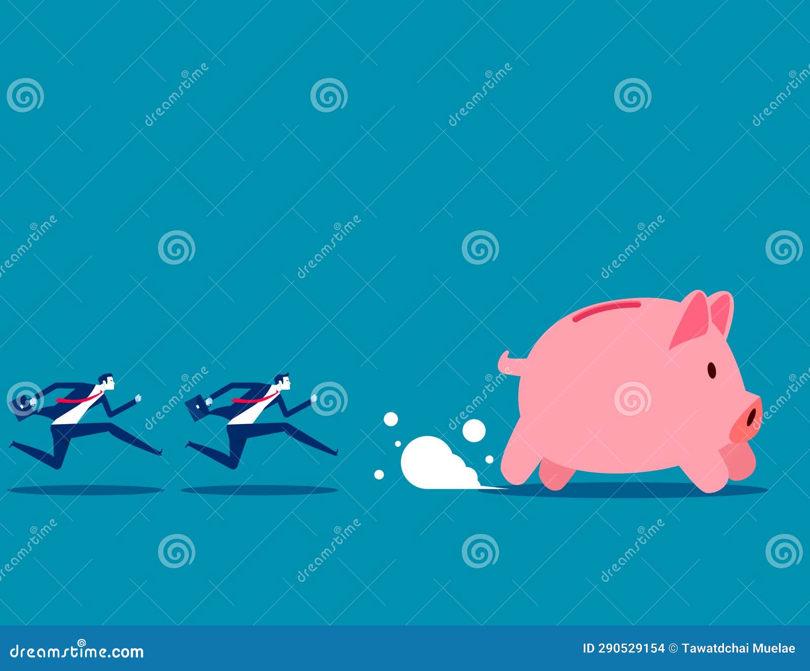 Two Business Person Chasing Pigs Running. Business Vector Illustration ...
