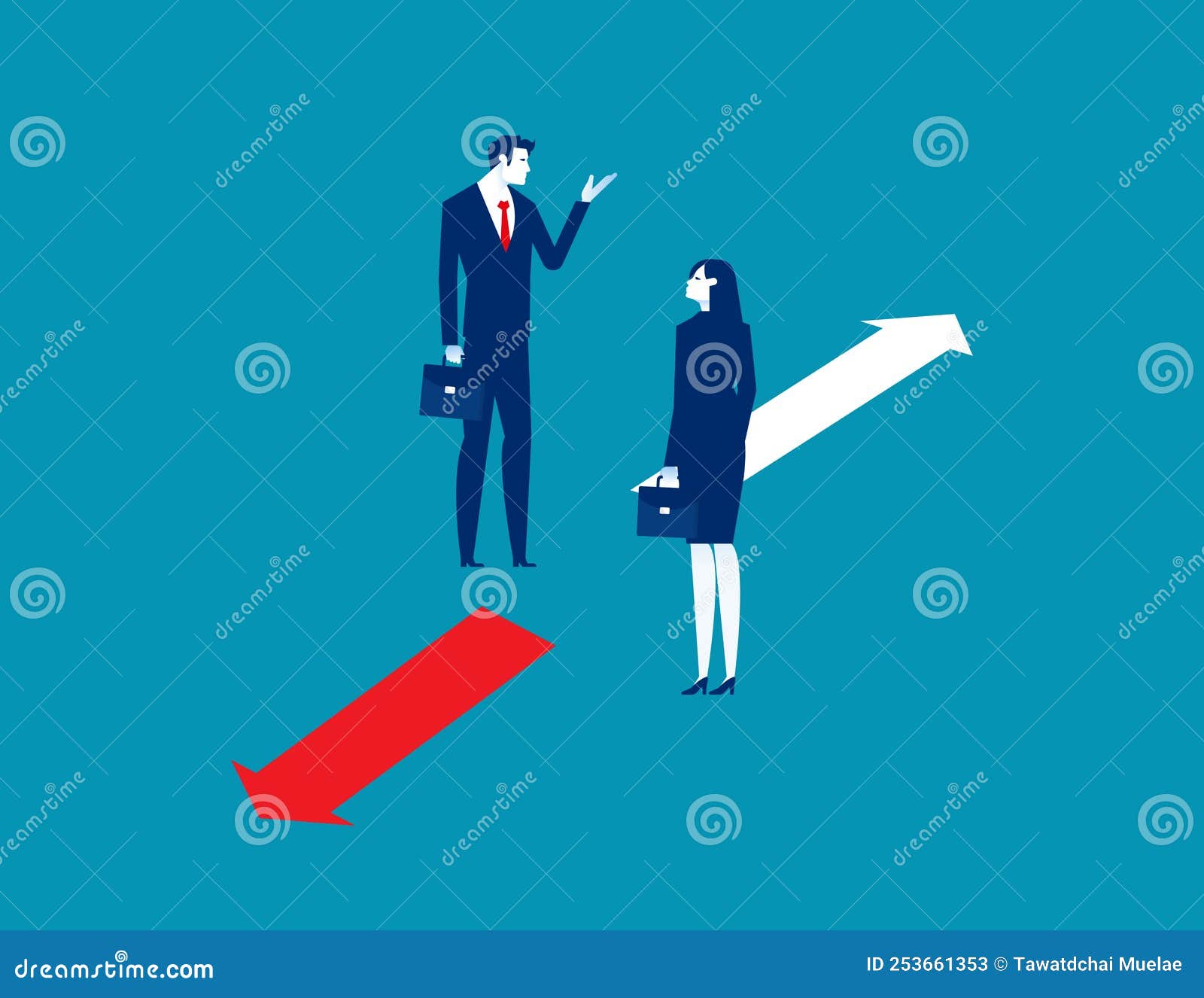 Two Business Person Discuss the Direction. Business Guide Vector ...