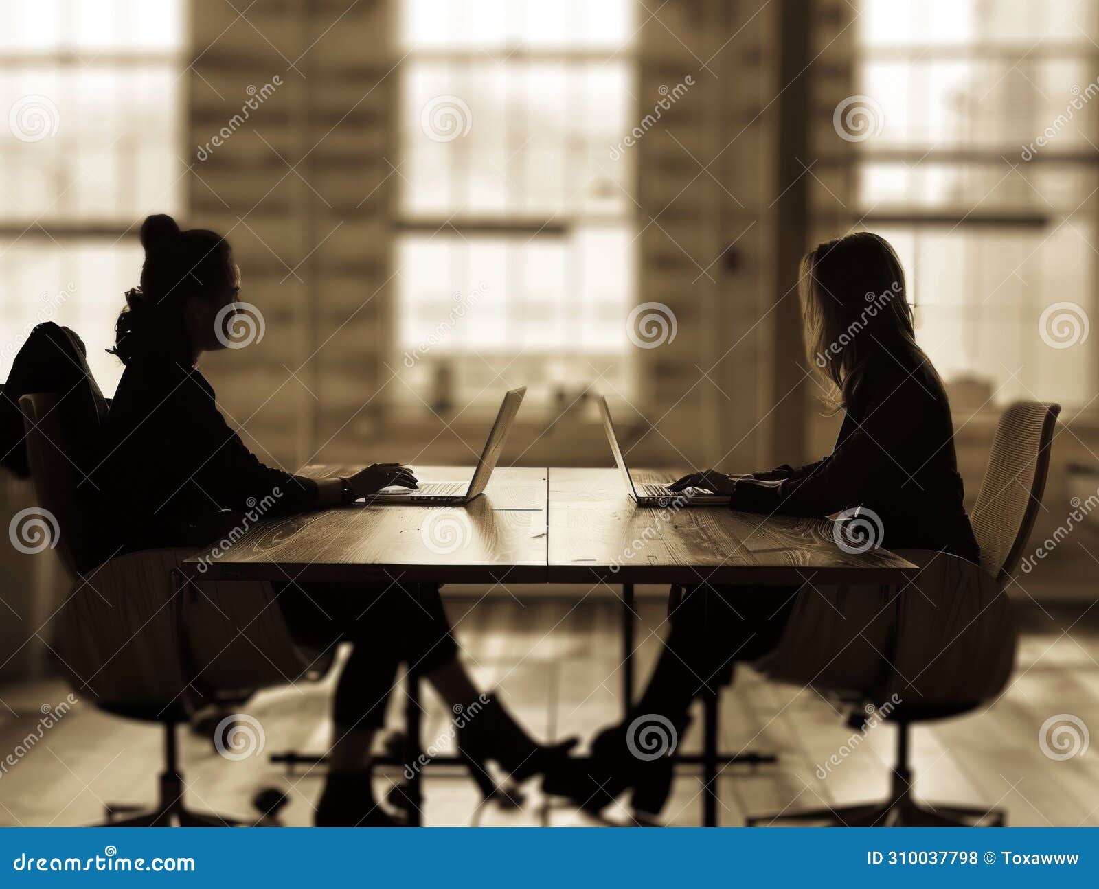 Two Business Professionals Working Facing Each Other Stock Illustration ...