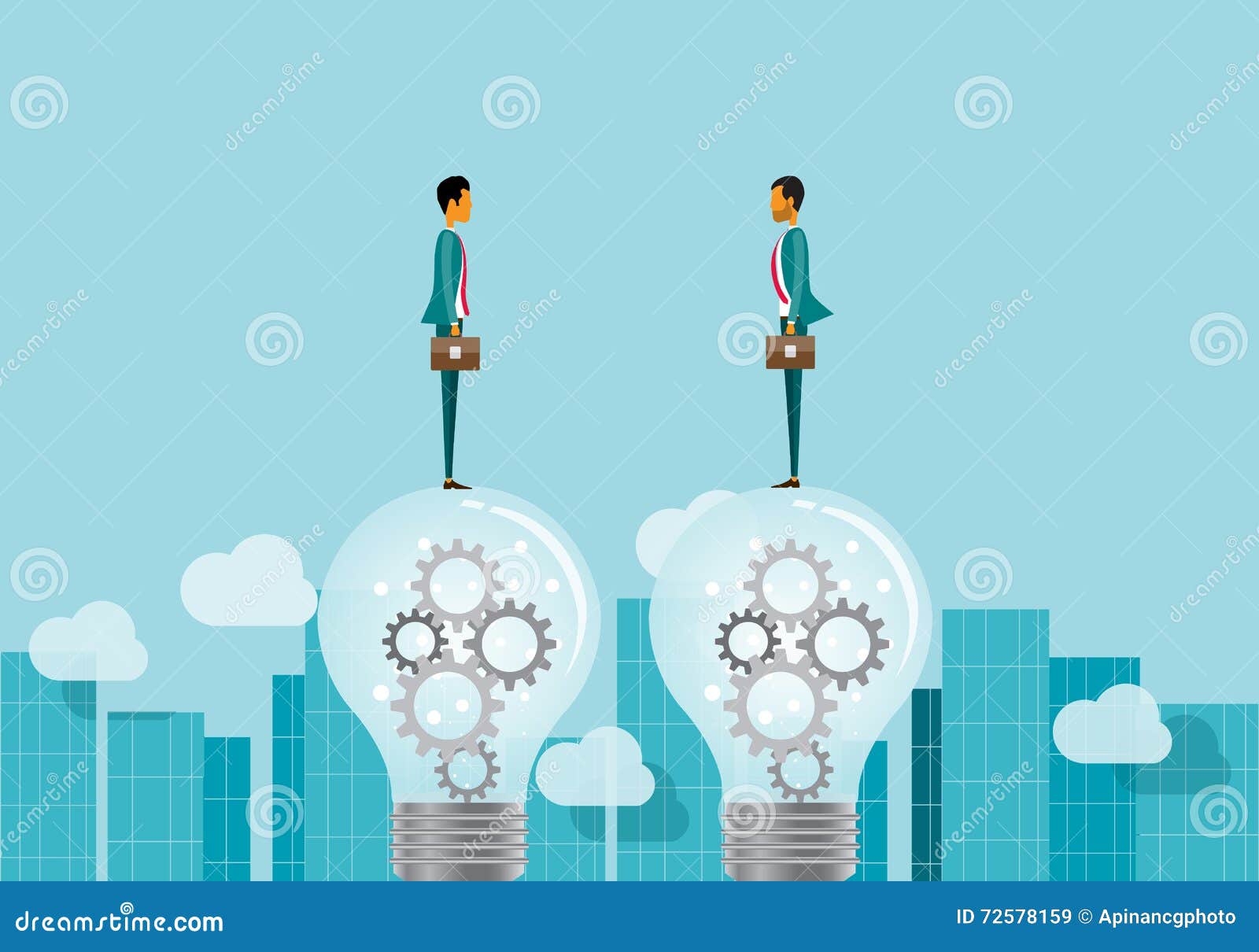 Two Business Talking on Lightbulbs Stock Vector - Illustration of ...