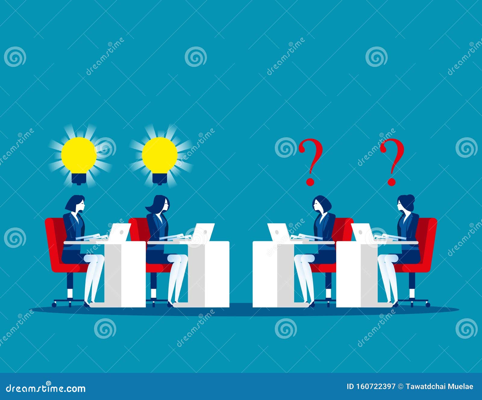 Two Business Team with Thinking Ideas. Concept Business Vector ...