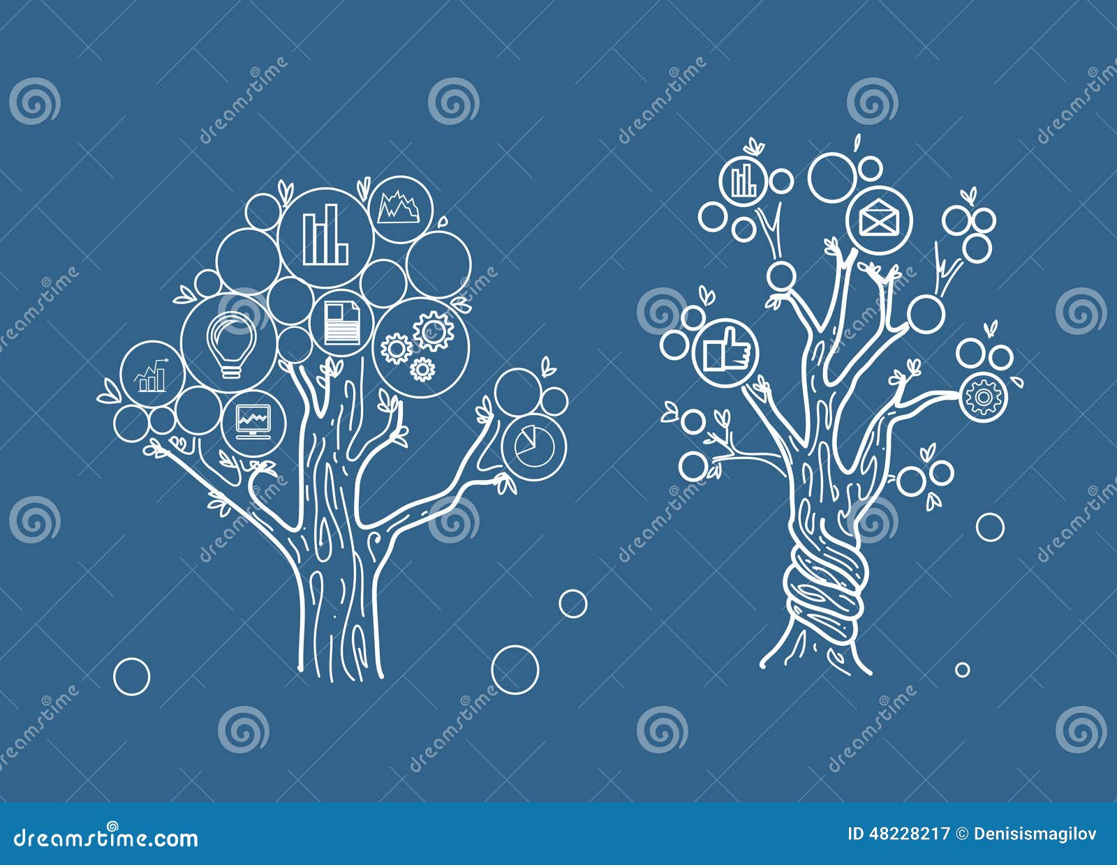 Two business tree stock illustration. Illustration of chart - 48228217