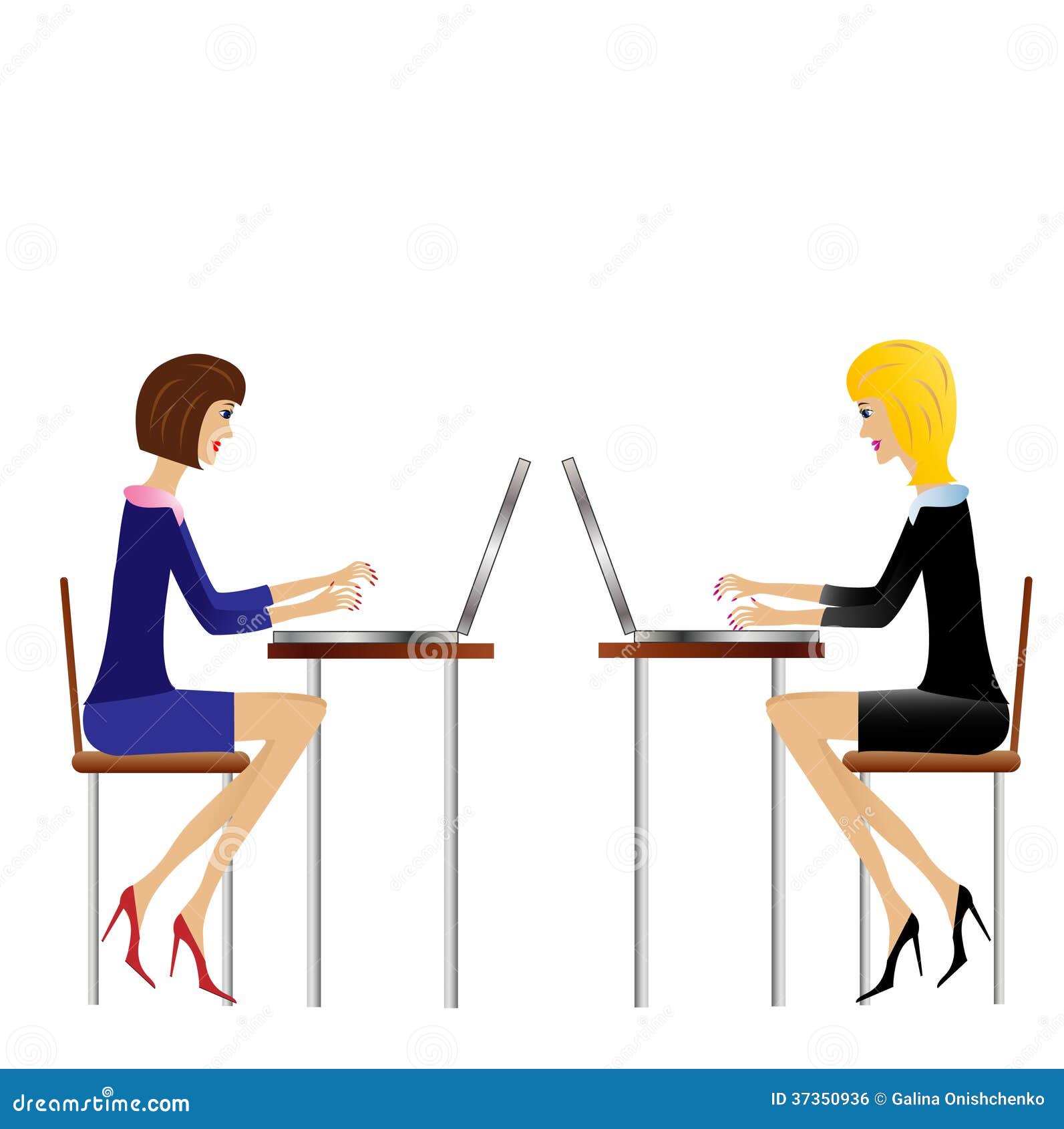 Two Business Woman Work in Office Stock Vector - Illustration of beauty ...