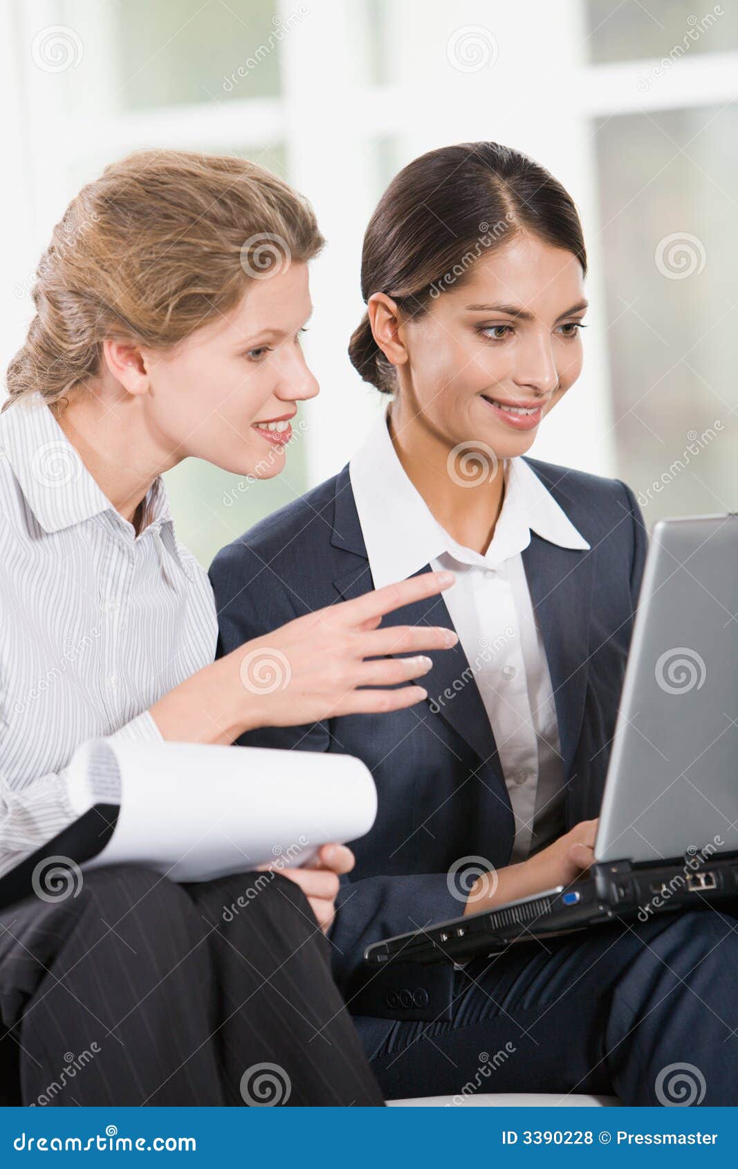 Two business women stock photo. Image of explain, looking - 3390228