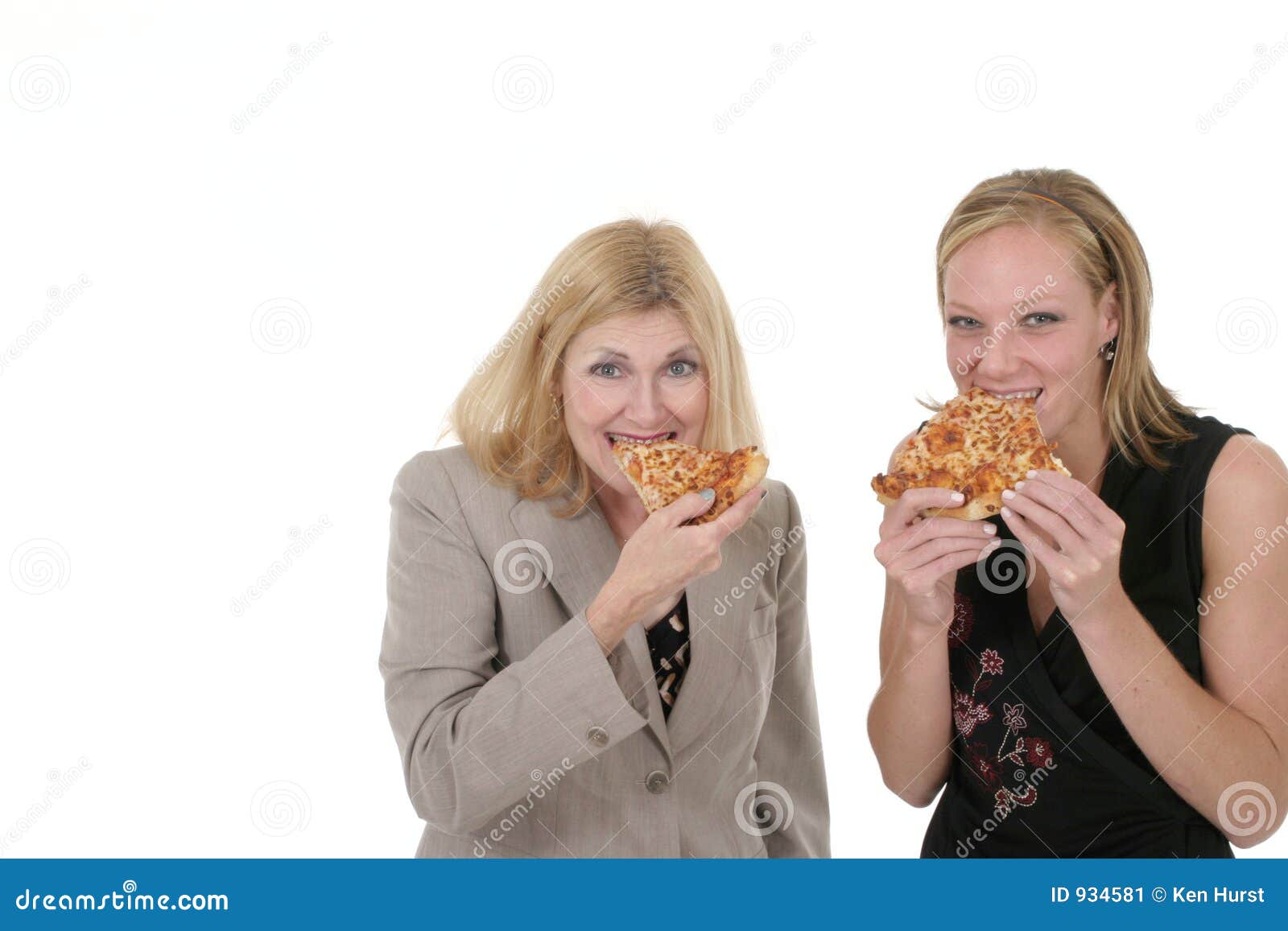 Two Business Women Eating Pizza Stock Image - Image of food ...