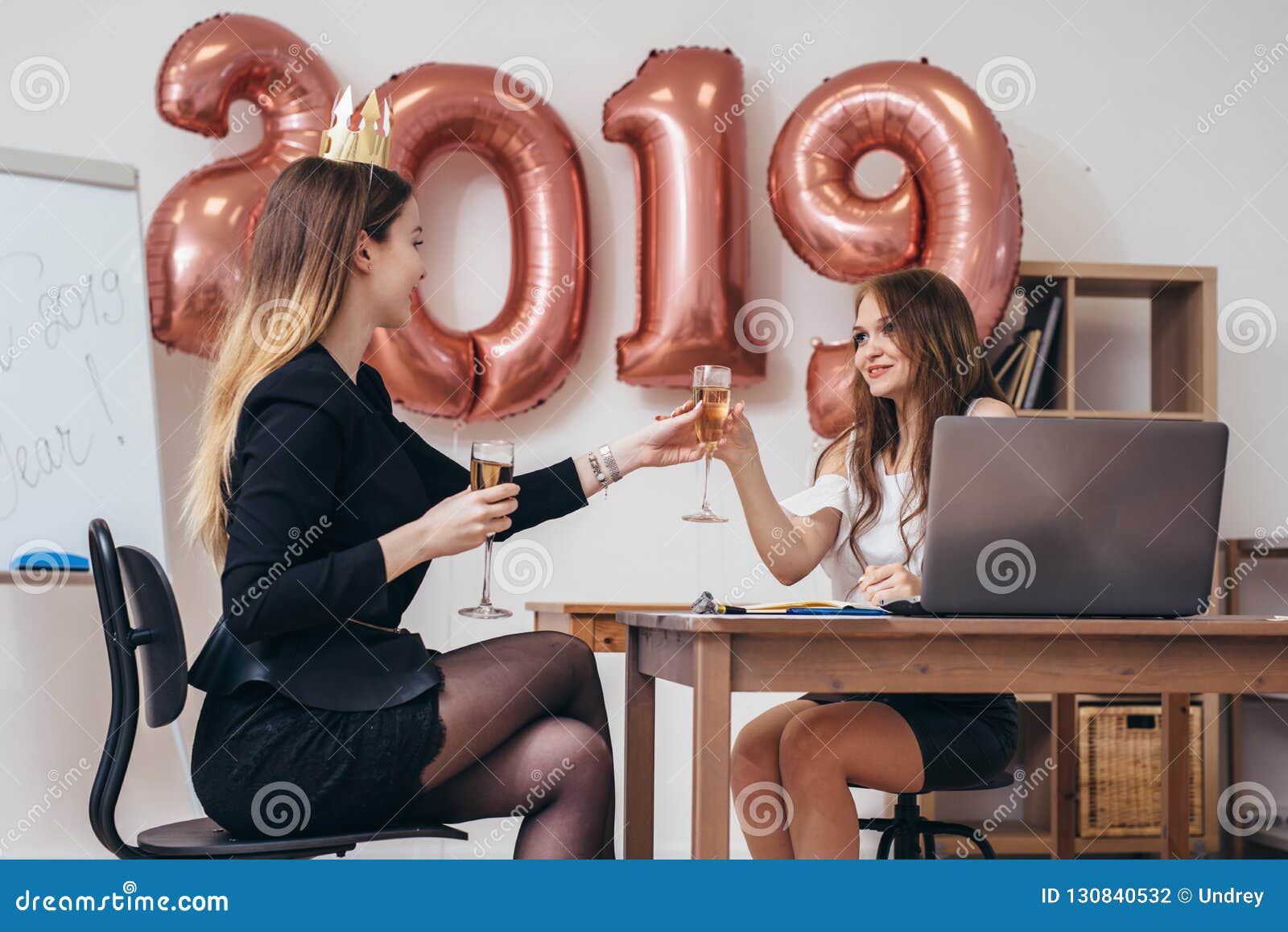 Two Business Women Having Party at Office Stock Photo - Image of adult ...
