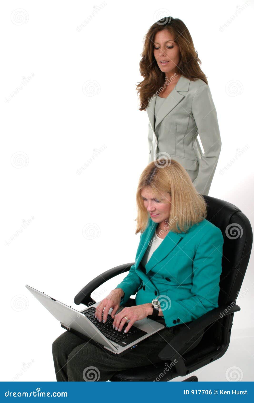 Two Business Women Working on Laptop 13 Stock Photo - Image of helpful ...