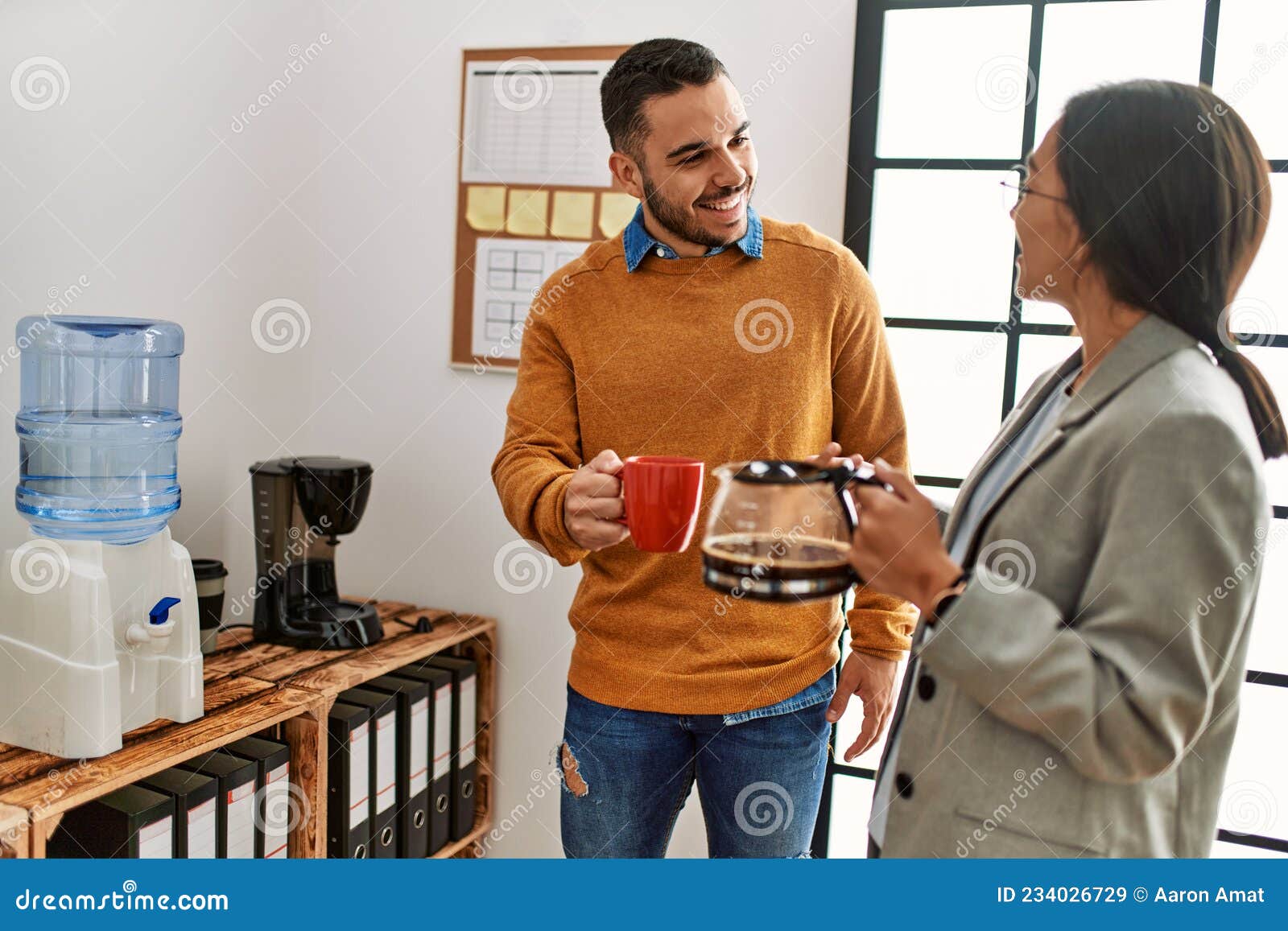 Two Business Workers Relaxed Drinking Coffee at the Office Stock Image ...