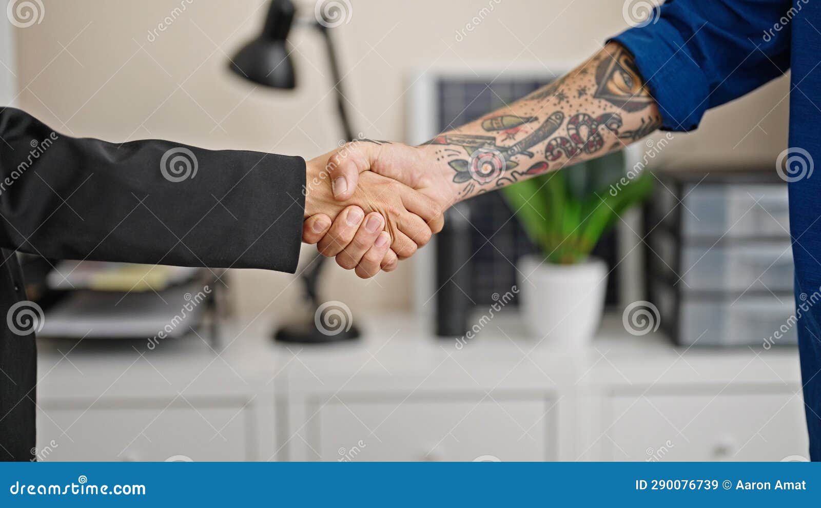 Two Business Workers Shake Hands at the Office Stock Image - Image of ...