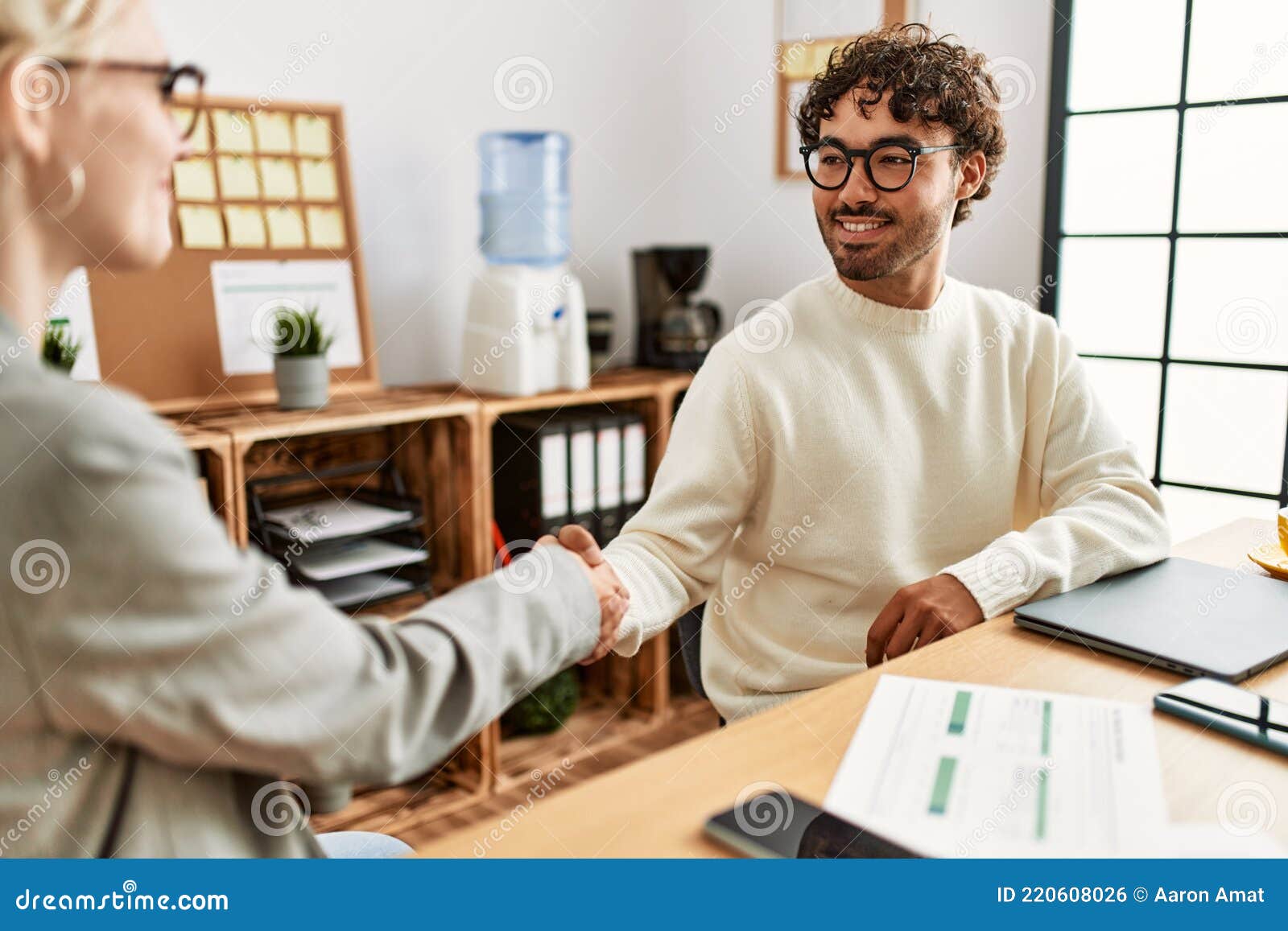 Two Business Workers Shaking Hands at the Office Stock Photo - Image of ...
