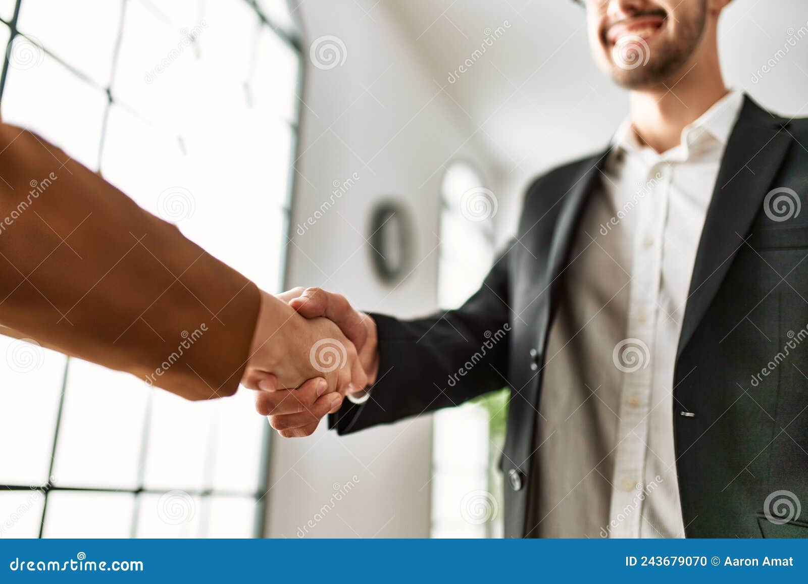 Two Business Workers Shaking Hands at the Office Stock Photo - Image of ...