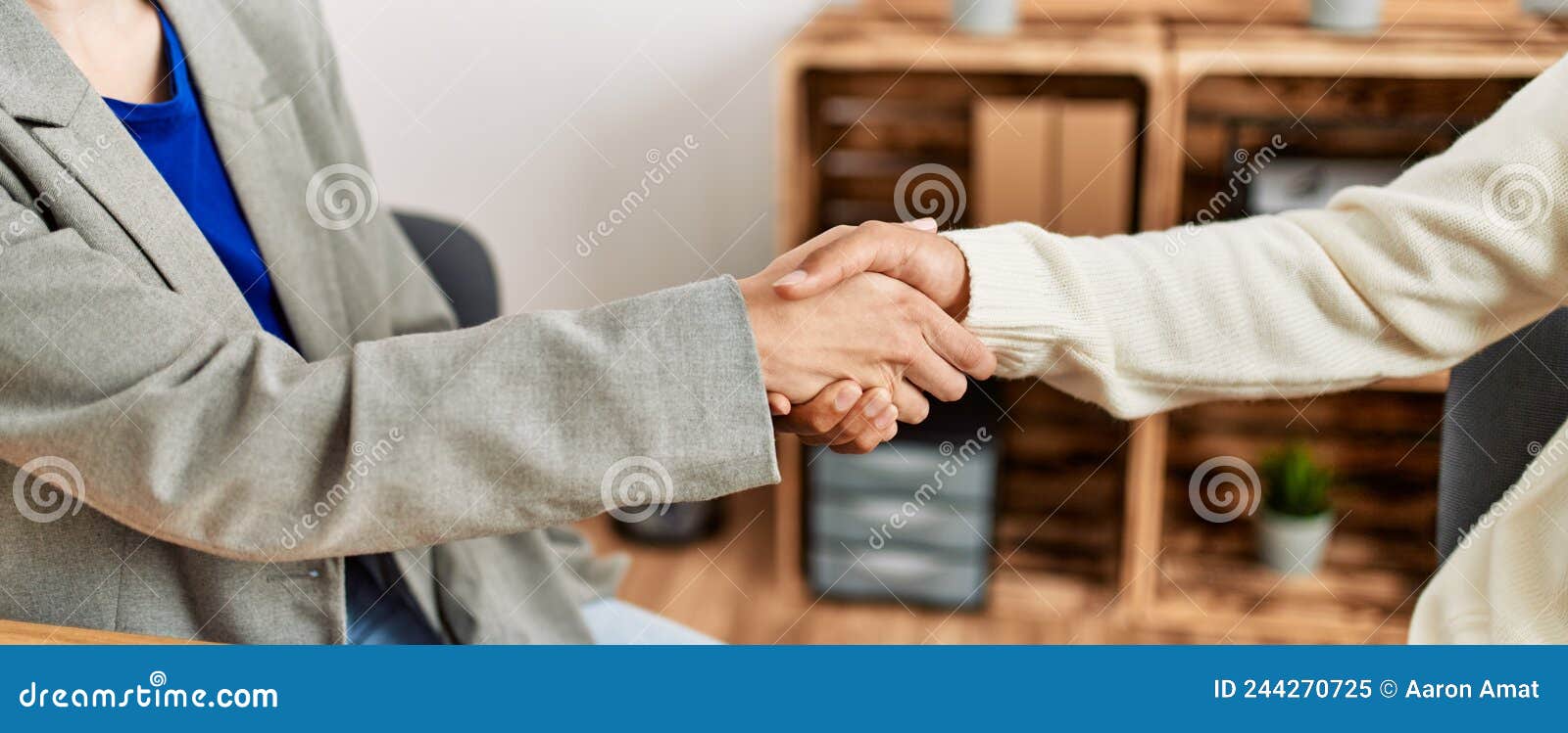 Two Business Workers Shaking Hands at the Office Stock Image - Image of ...