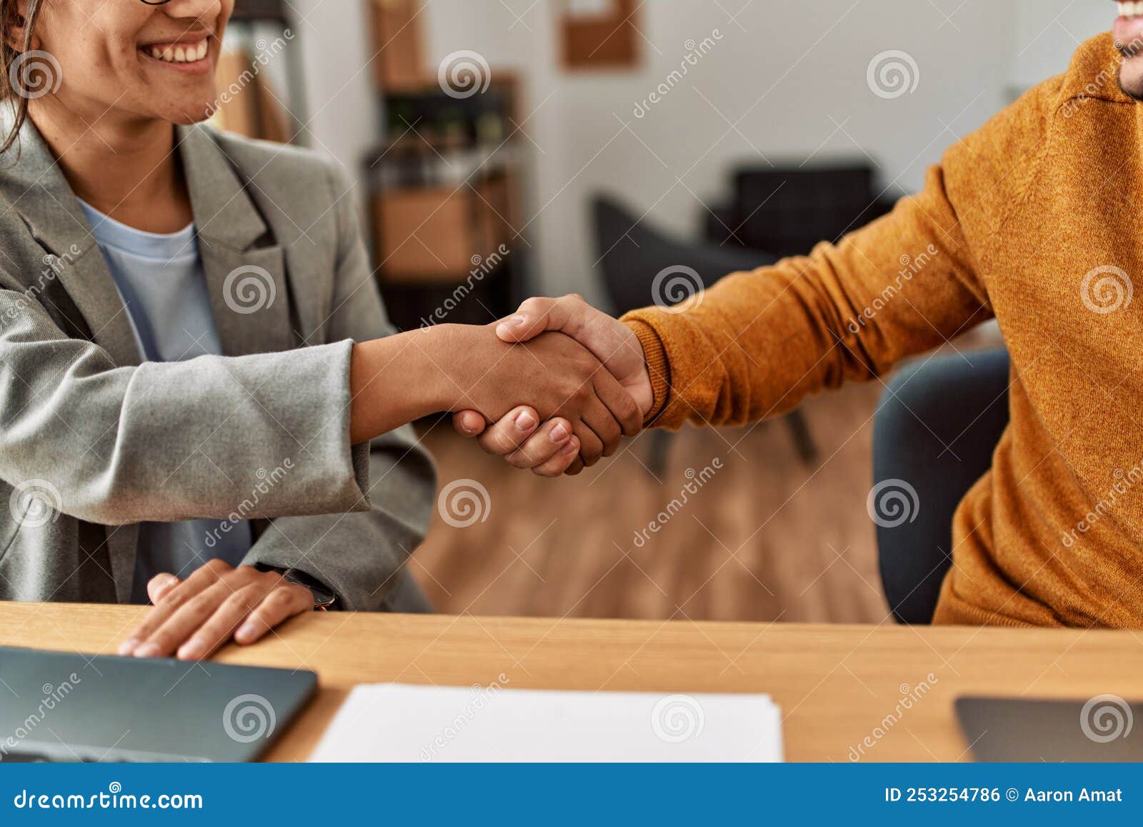 Two Business Workers Shaking Hands at the Office Stock Photo - Image of ...
