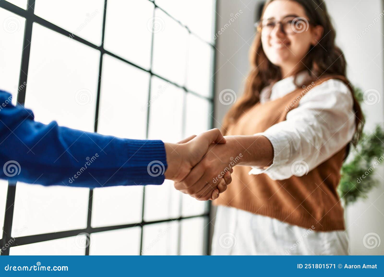 Two Business Workers Woman Shaking Hands at the Office Stock Image ...