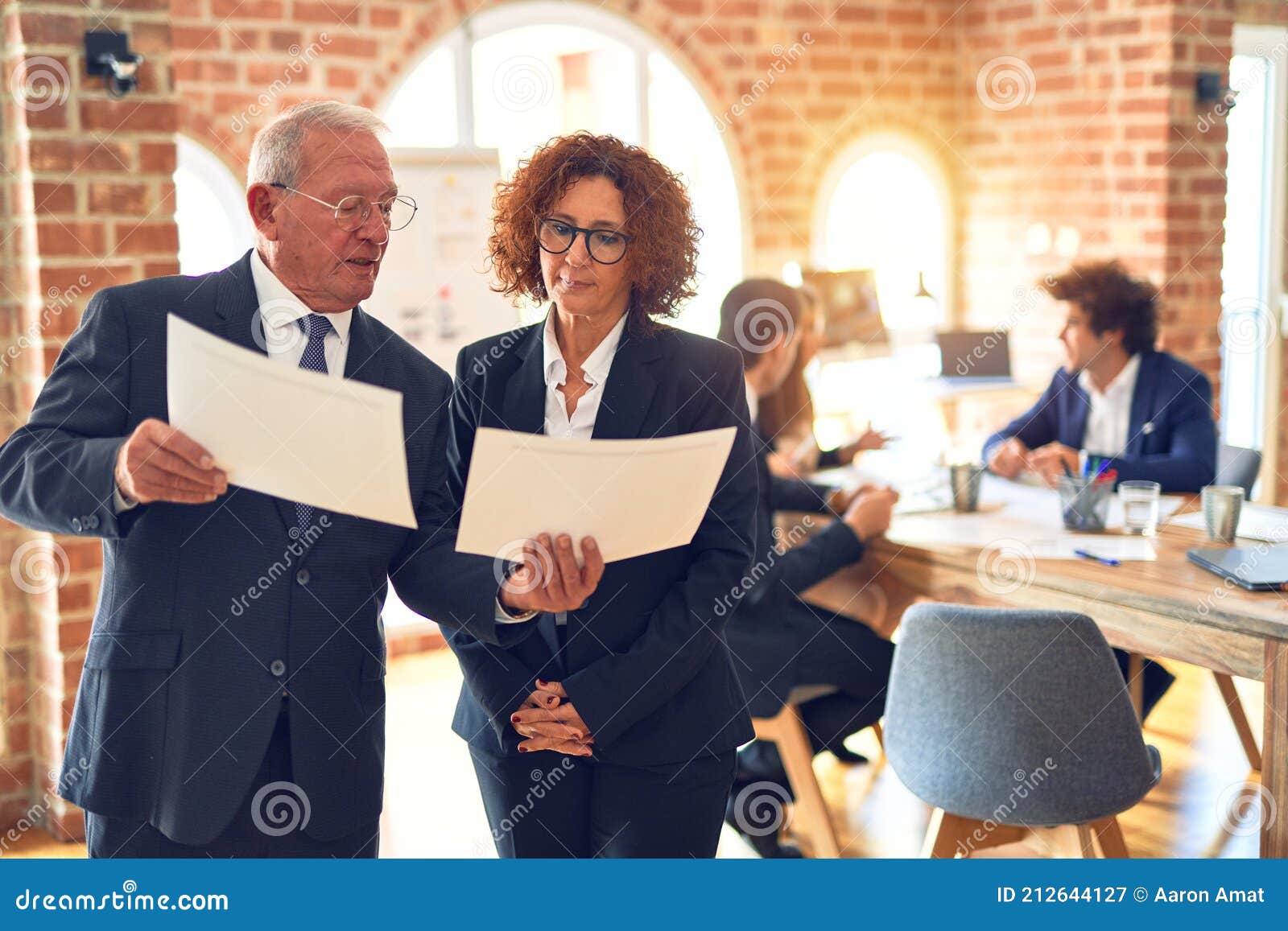 Two Business Workers Working Together Stock Image - Image of ...