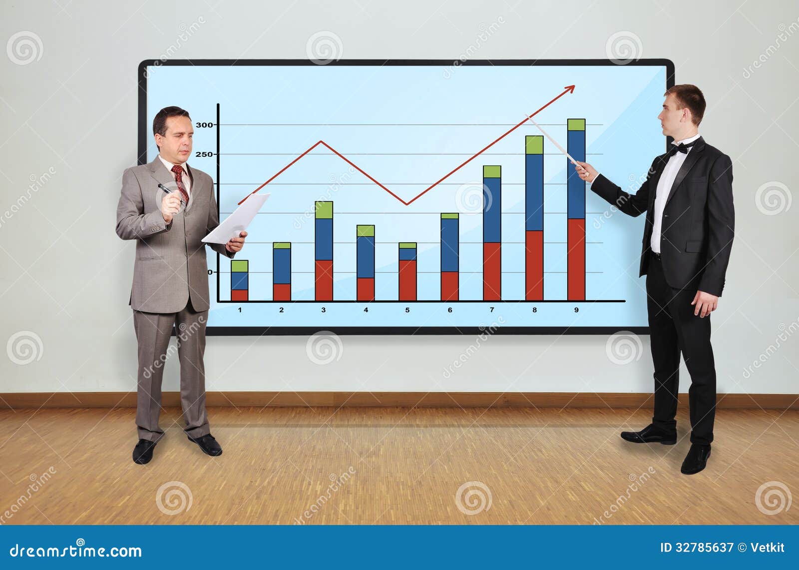 Two businessman and chart stock image. Image of male - 32785637