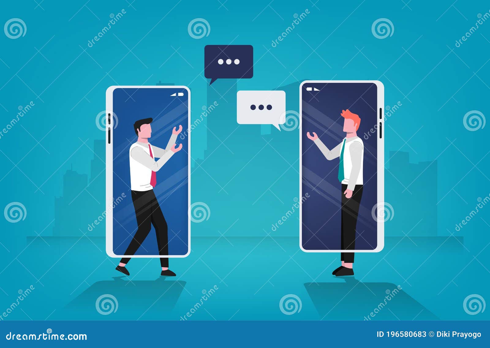 Two Businessman are Communicating Via Phone Vector Illustration Stock ...