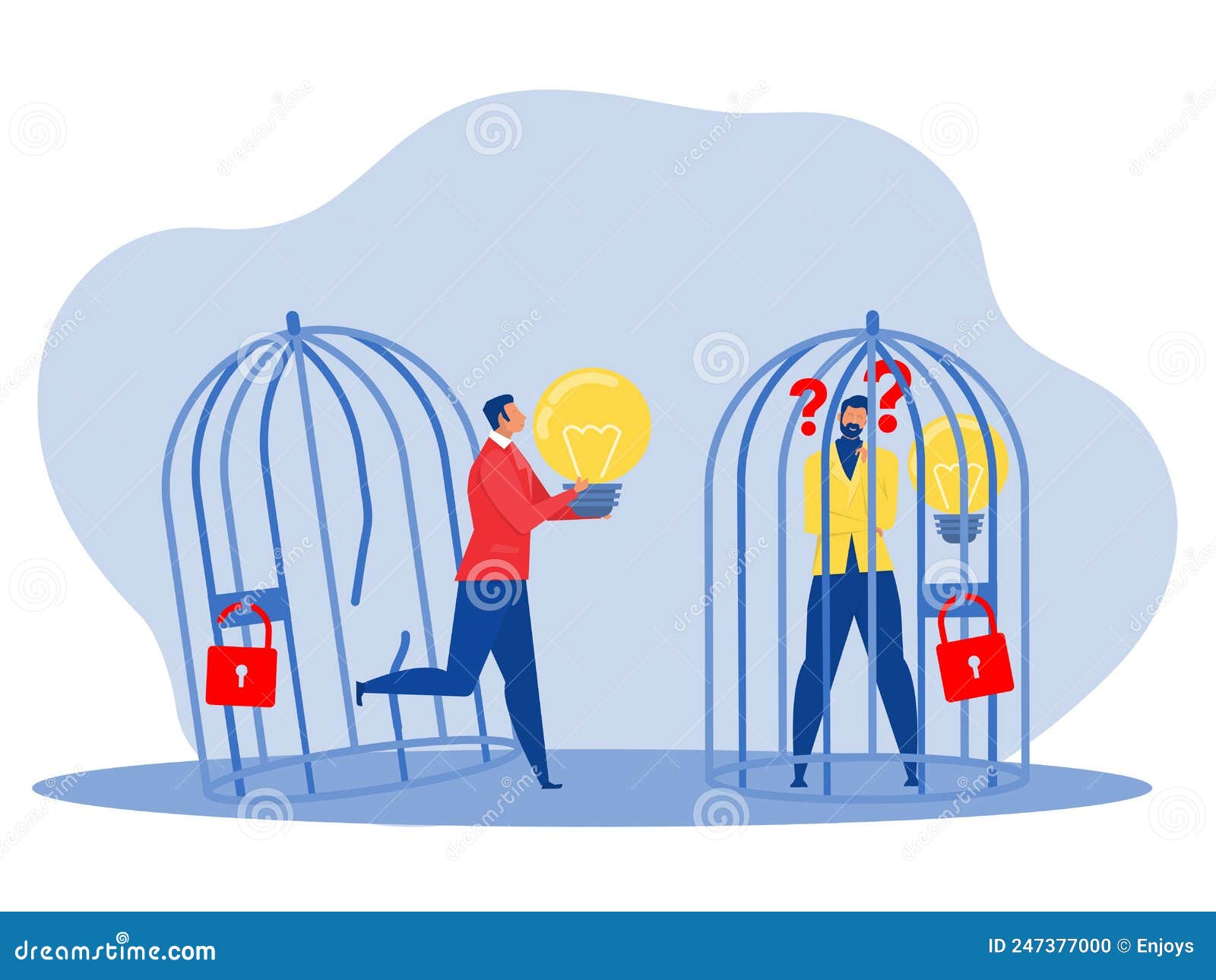 Two Businessman Different Thinking Between Fixed Mindset Vs Growth ...