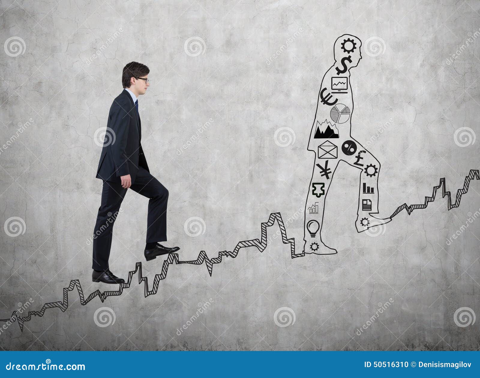 Two Businessman with Money Icons Stock Photo - Image of creativity ...