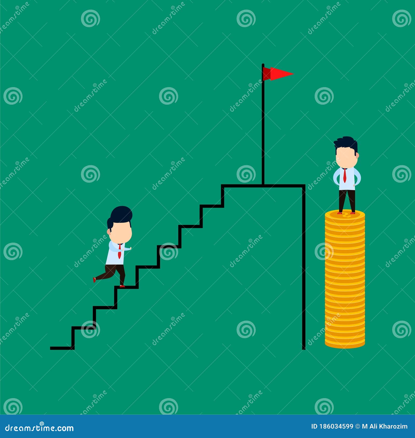 Two Businessman Reach Their Goals in Different Ways Stock Vector ...