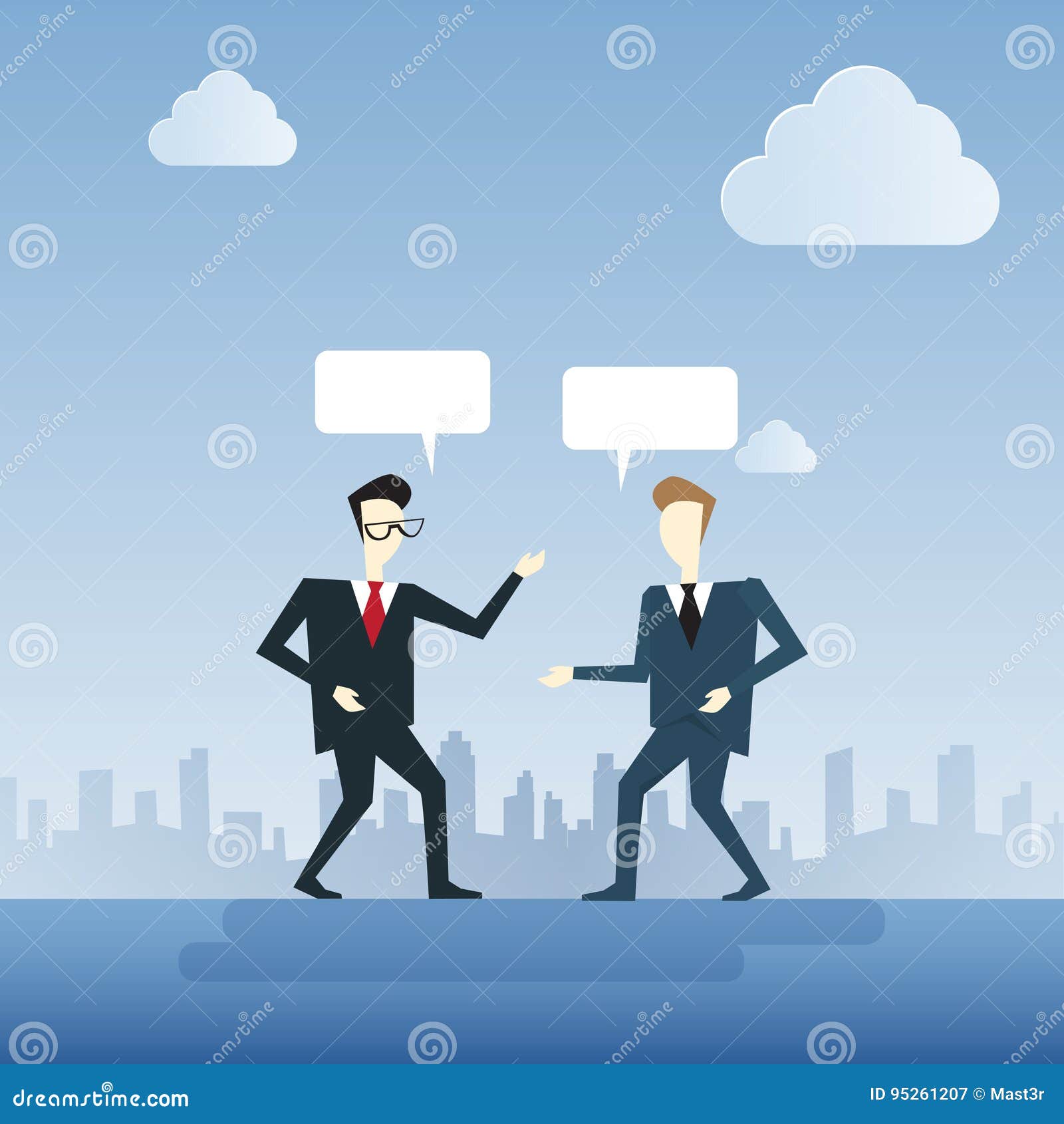 Two Businessman Talking Chat Box Bubble Communication Concept, Business ...