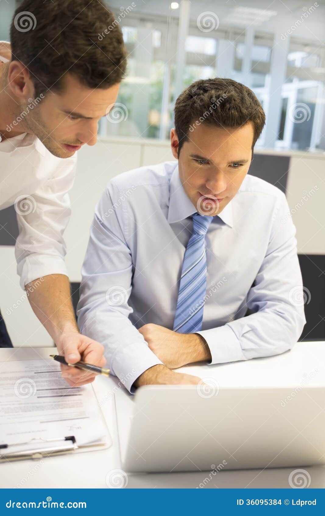 Two Businessman Work in Office on Laptop Stock Photo - Image of manager ...