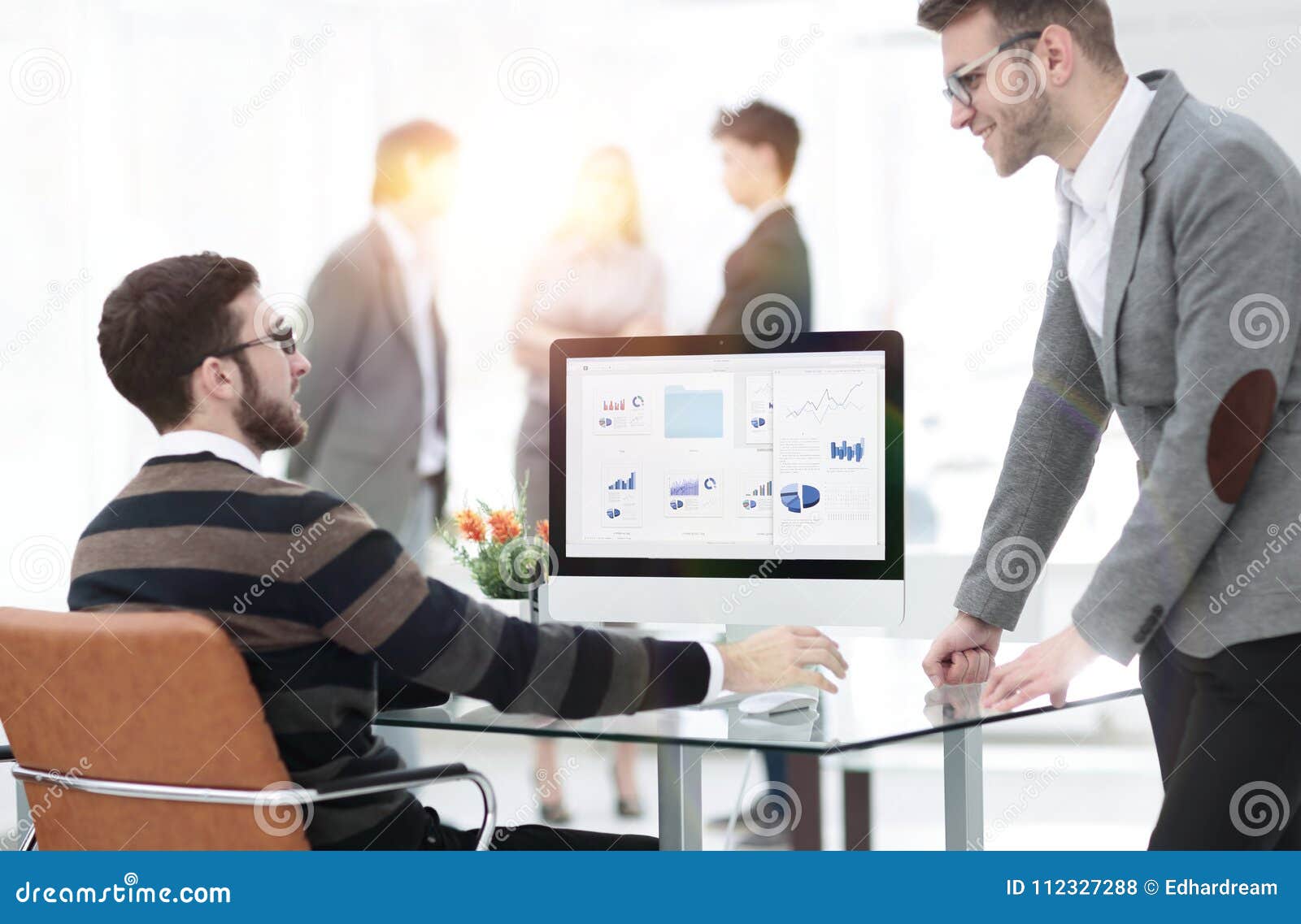 Two Businessmen Analyzing Stats Financial Data Stock Photo - Image of ...