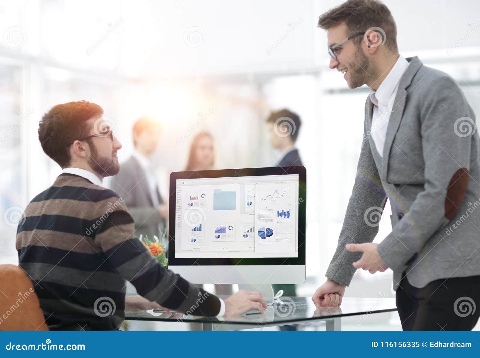 Two Businessmen Analyzing Stats Financial Data Stock Image - Image of ...