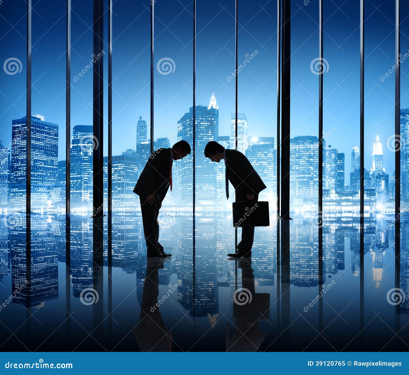 Two Businessmen Bowing stock image. Image of expertise - 39120765