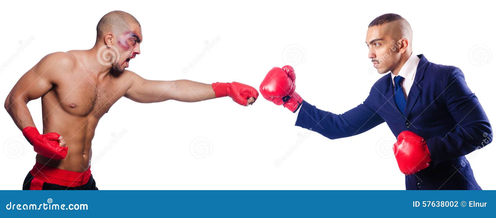 Two Businessmen Boxing Isolated on White Stock Photo - Image of fighter ...