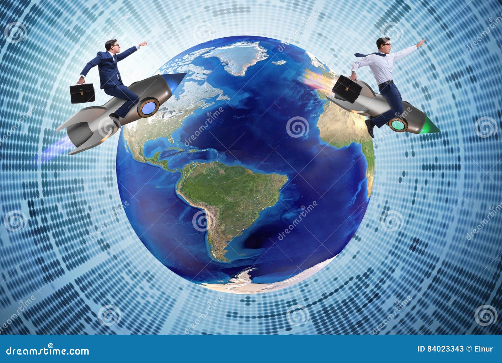The Two Businessmen Chasing Around Globe Stock Image - Image of ...
