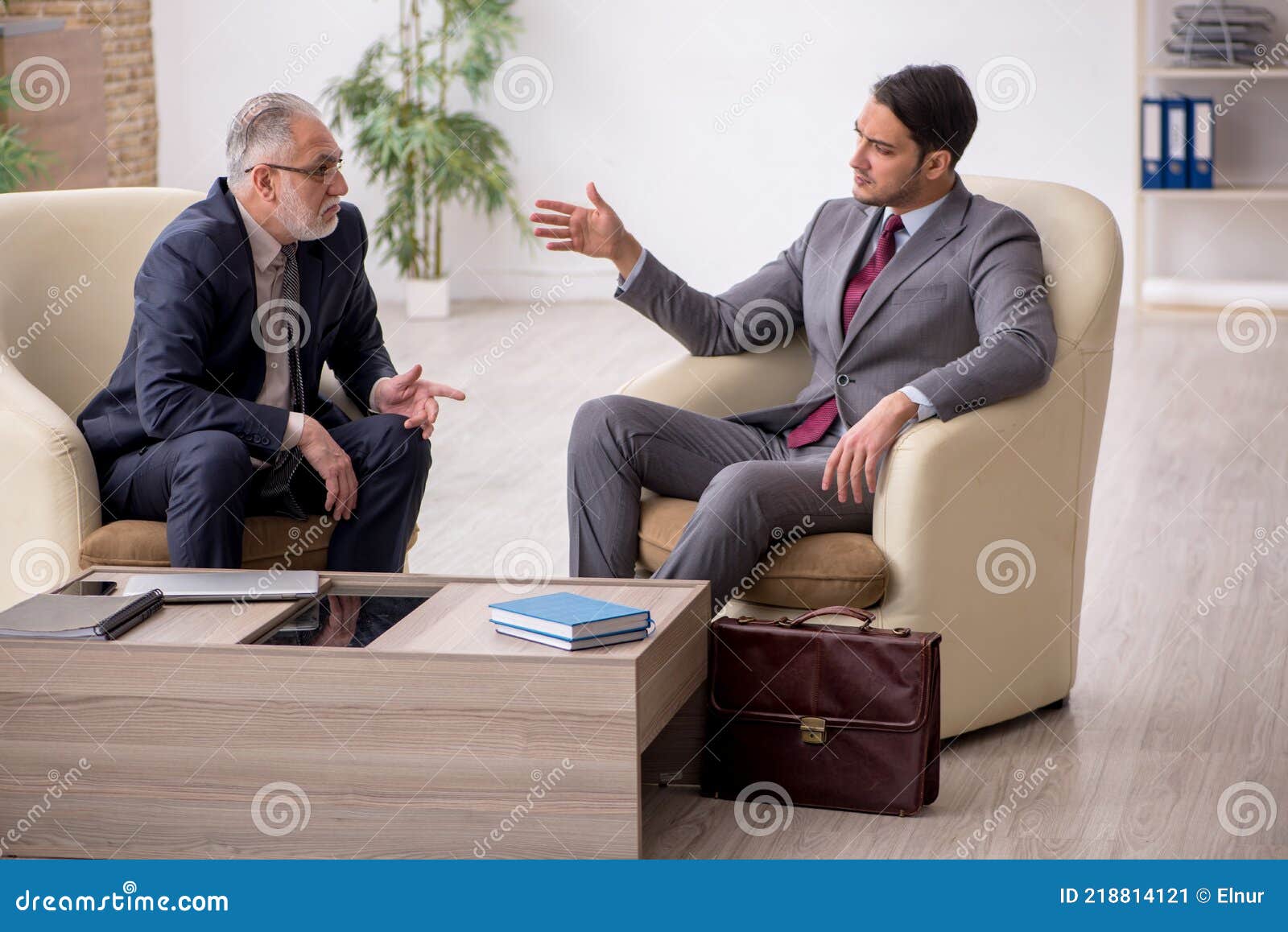 Two Businessmen Discussing Project at Workplace Stock Image - Image of ...