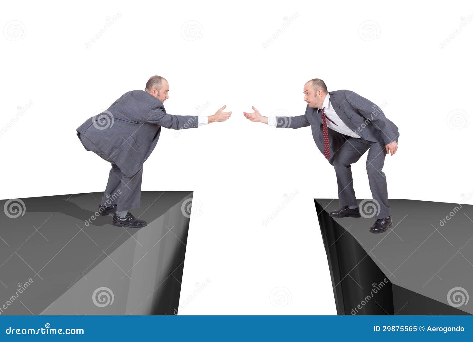 Businessmen on the Edge of a Cliffs Reaching Out Stock Image - Image of ...