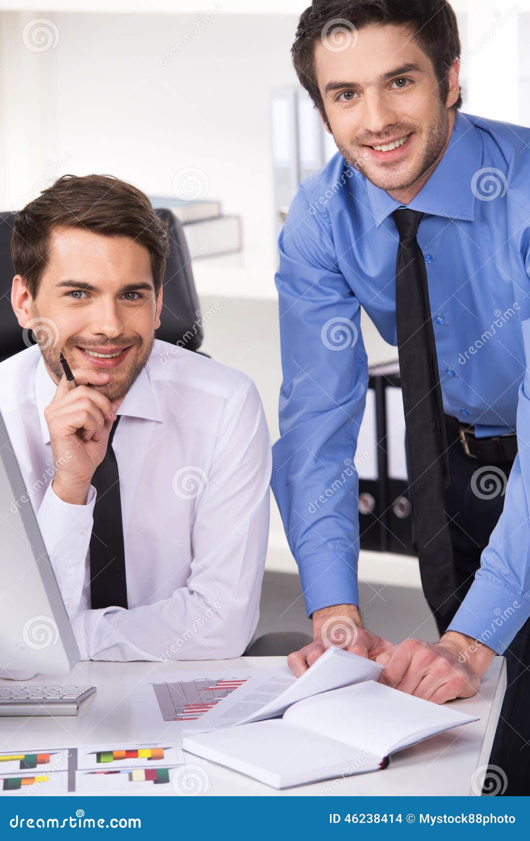 Two Businessmen Having Discussion in Office. Stock Photo - Image of ...