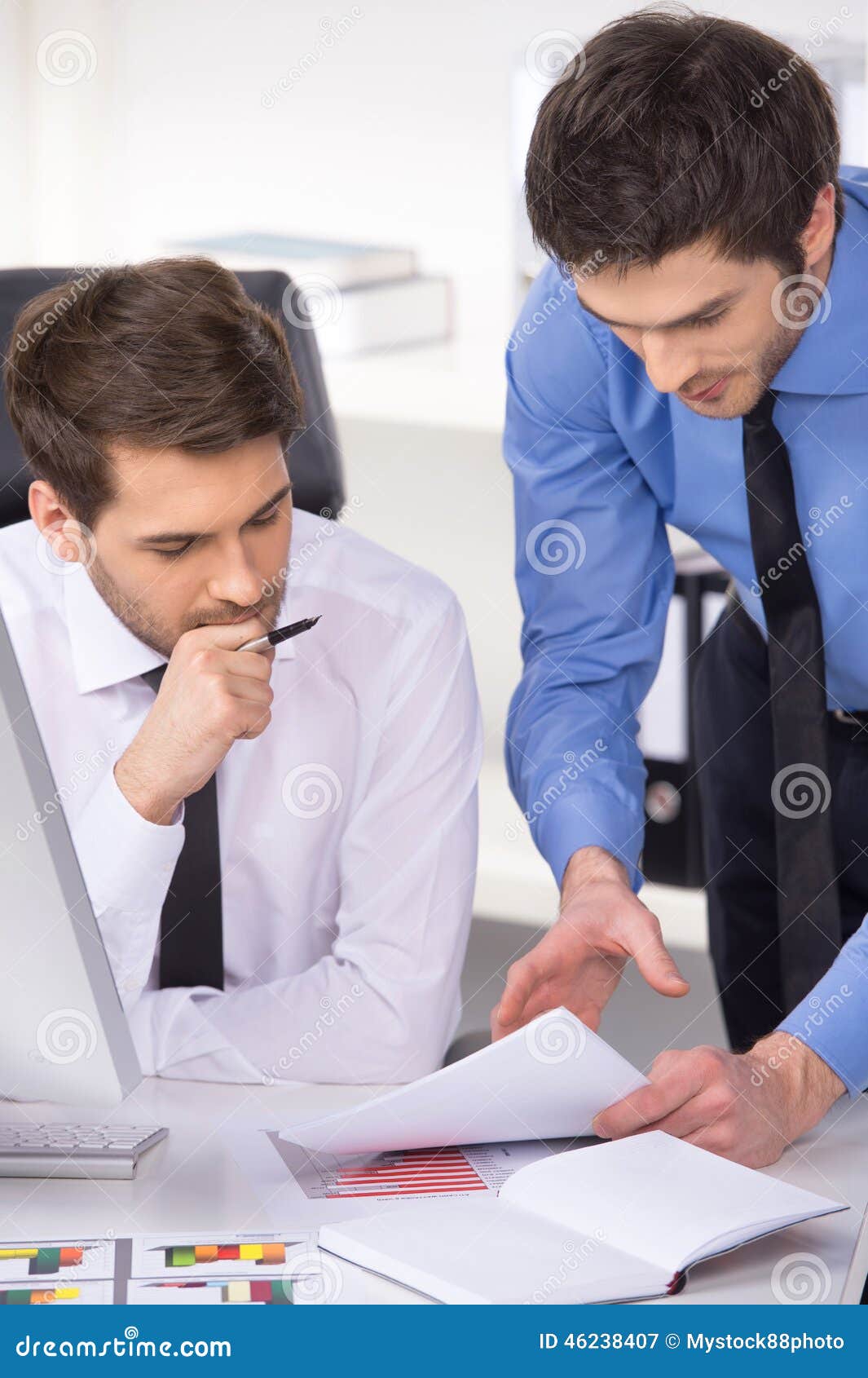 Two Businessmen Having Discussion in Office. Stock Image - Image of ...