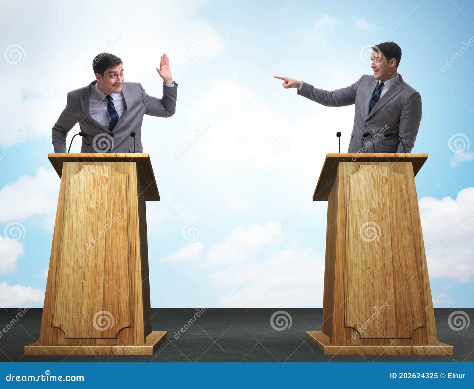 Two Businessmen Having Heated Discussion at Panel Discussion Stock ...