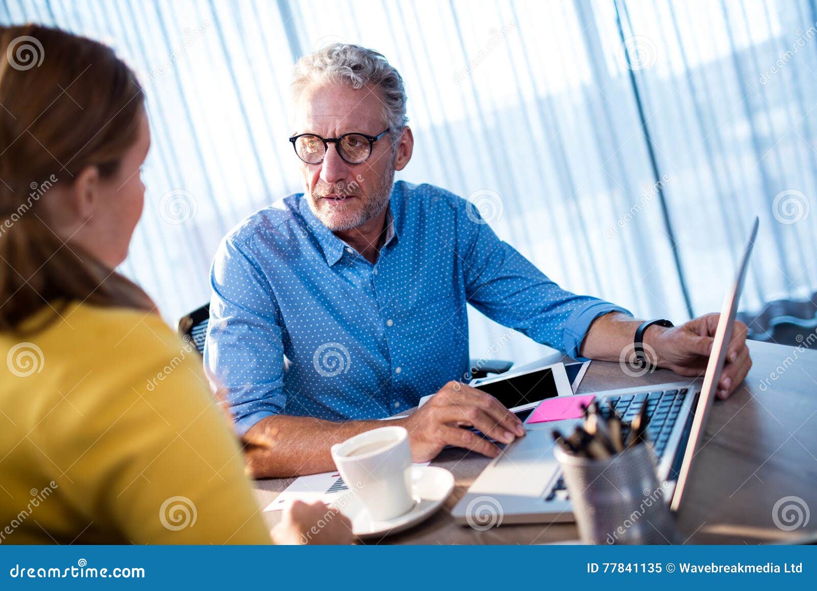 Two Businessmen Interacting Stock Image - Image of corporate, female ...