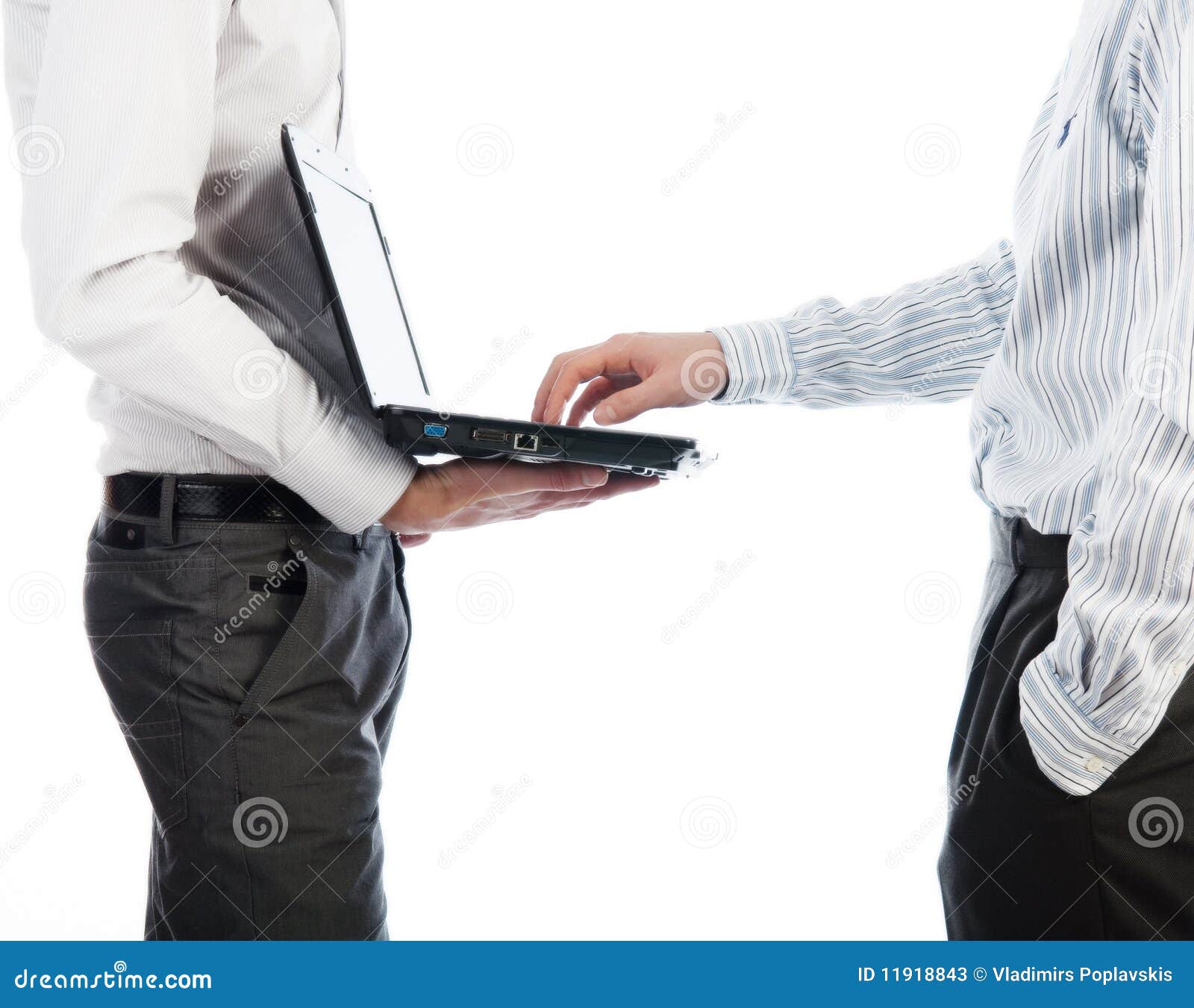 Two Businessmen with Laptop Stock Image - Image of final, hands: 11918843