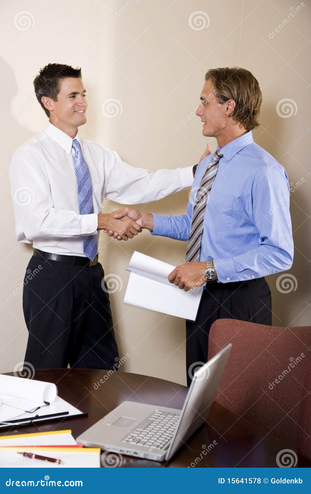 Two Businessmen in Office Shaking Hands Stock Photo - Image of ...