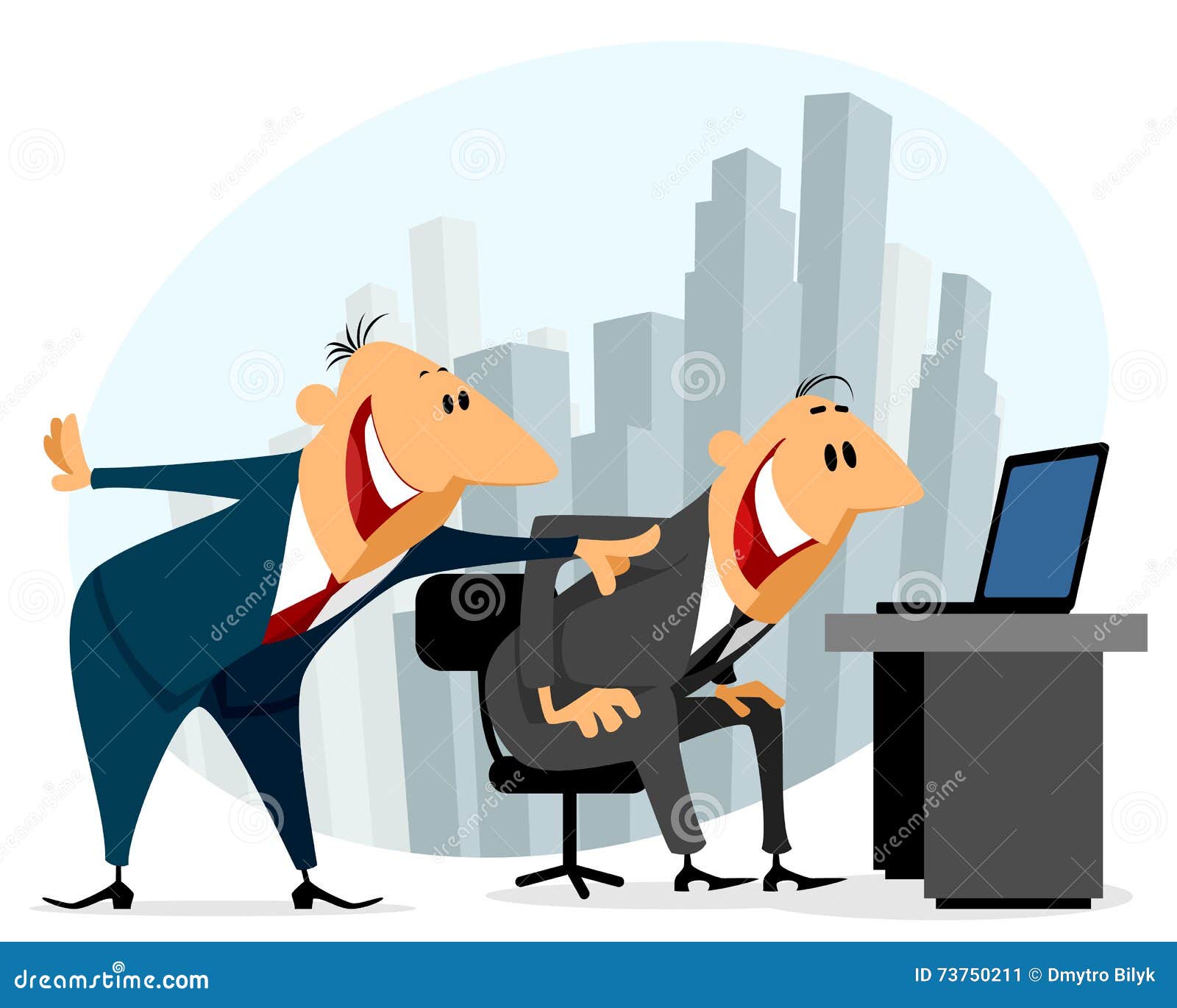 Two businessmen in office stock vector. Illustration of laughter - 73750211