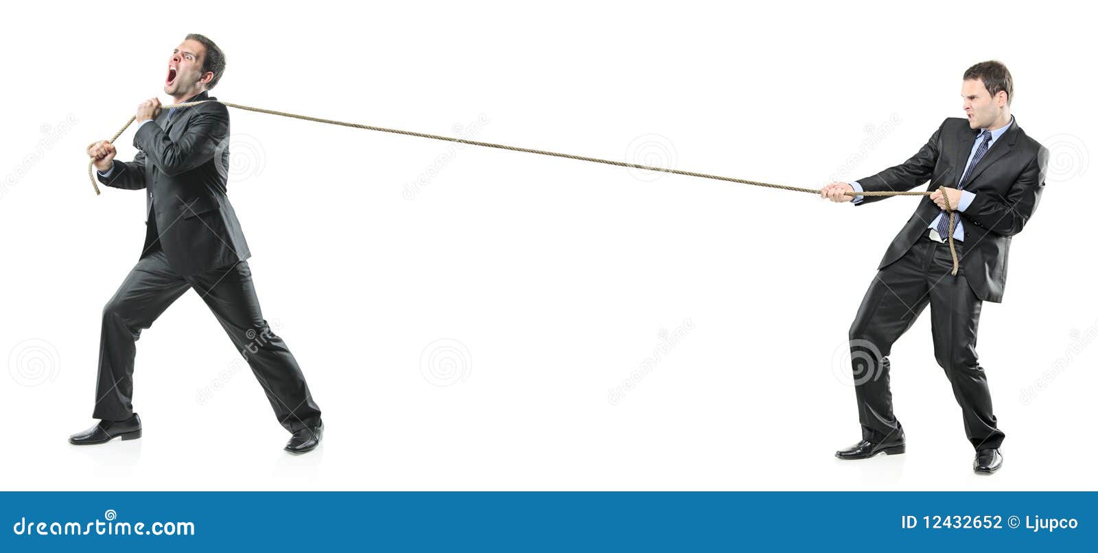 Two Businessmen Pulling a Rope Stock Photo - Image of draw, businessman ...