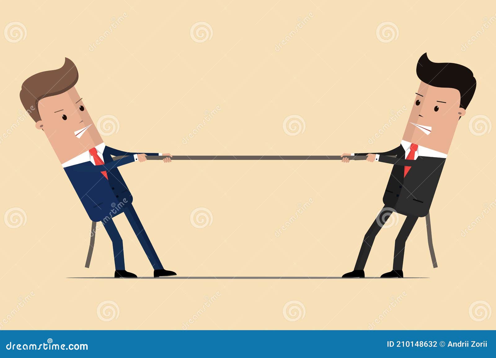 Two Businessmen are Pulling Rope, Business Competitive Concept. Symbol ...