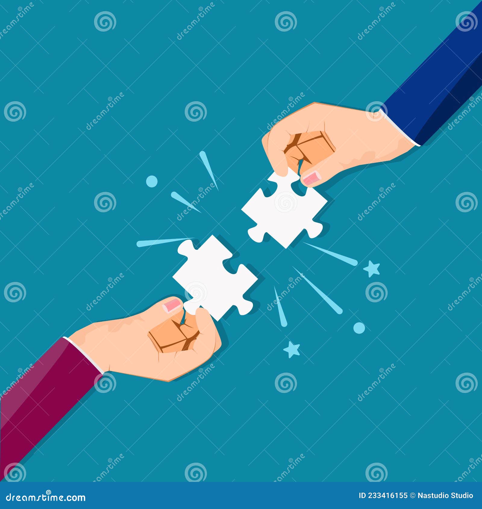 Two Businessmen Put Two Matching Puzzle Pieces Together. in the Concept ...